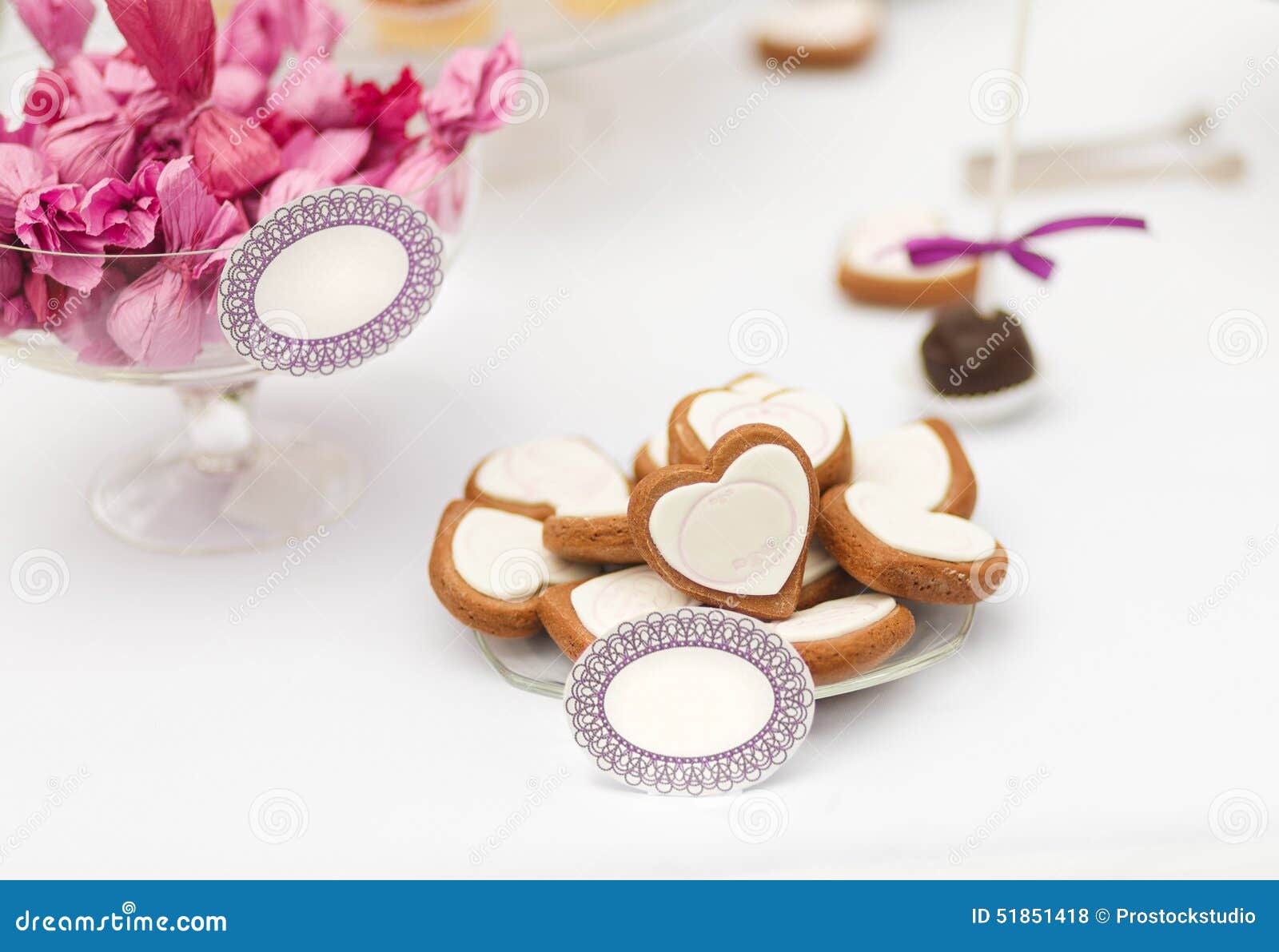 Served Festive Candy Bar Table with Buiscuits Stock Photo - Image of ...