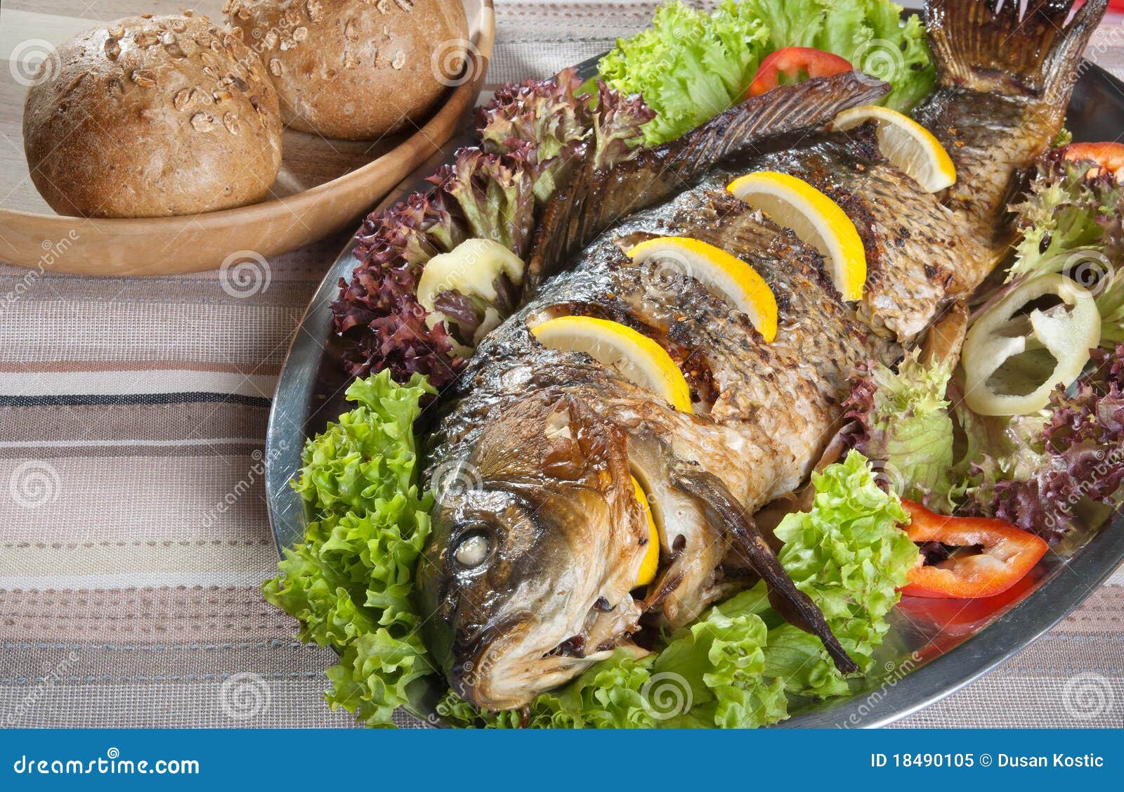 Served fried carp stock image. Image of meat, cooking - 18490105