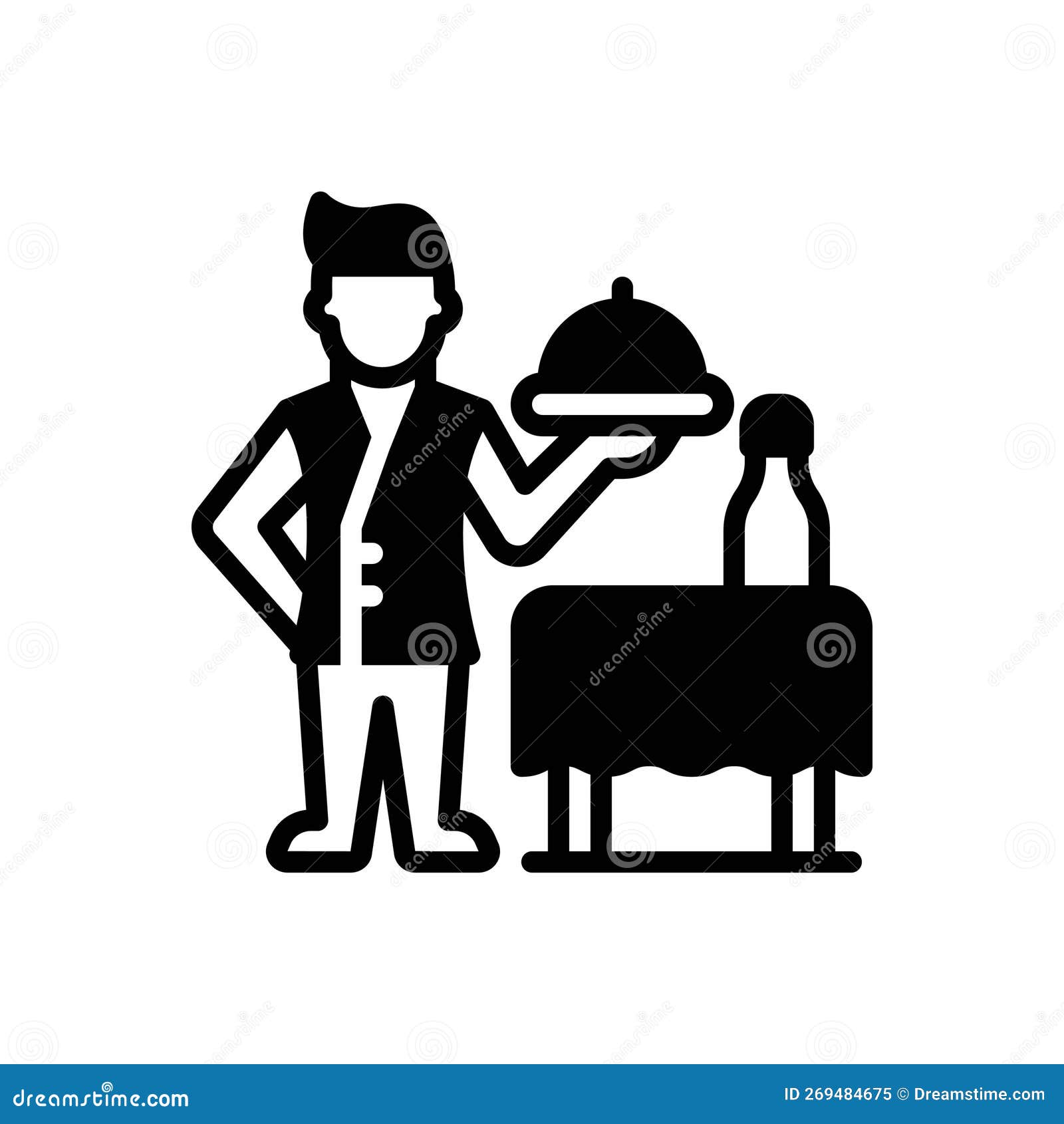 Black Solid Icon for Served, Waiter and Gourmet Stock Vector ...