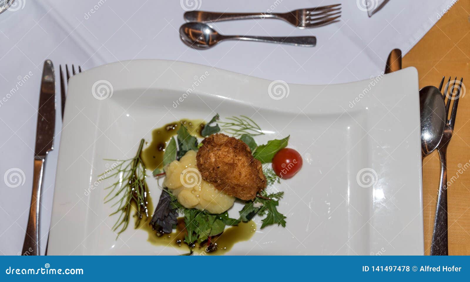 Main Course at the Table - Birds Eye View Stock Photo - Image of ...