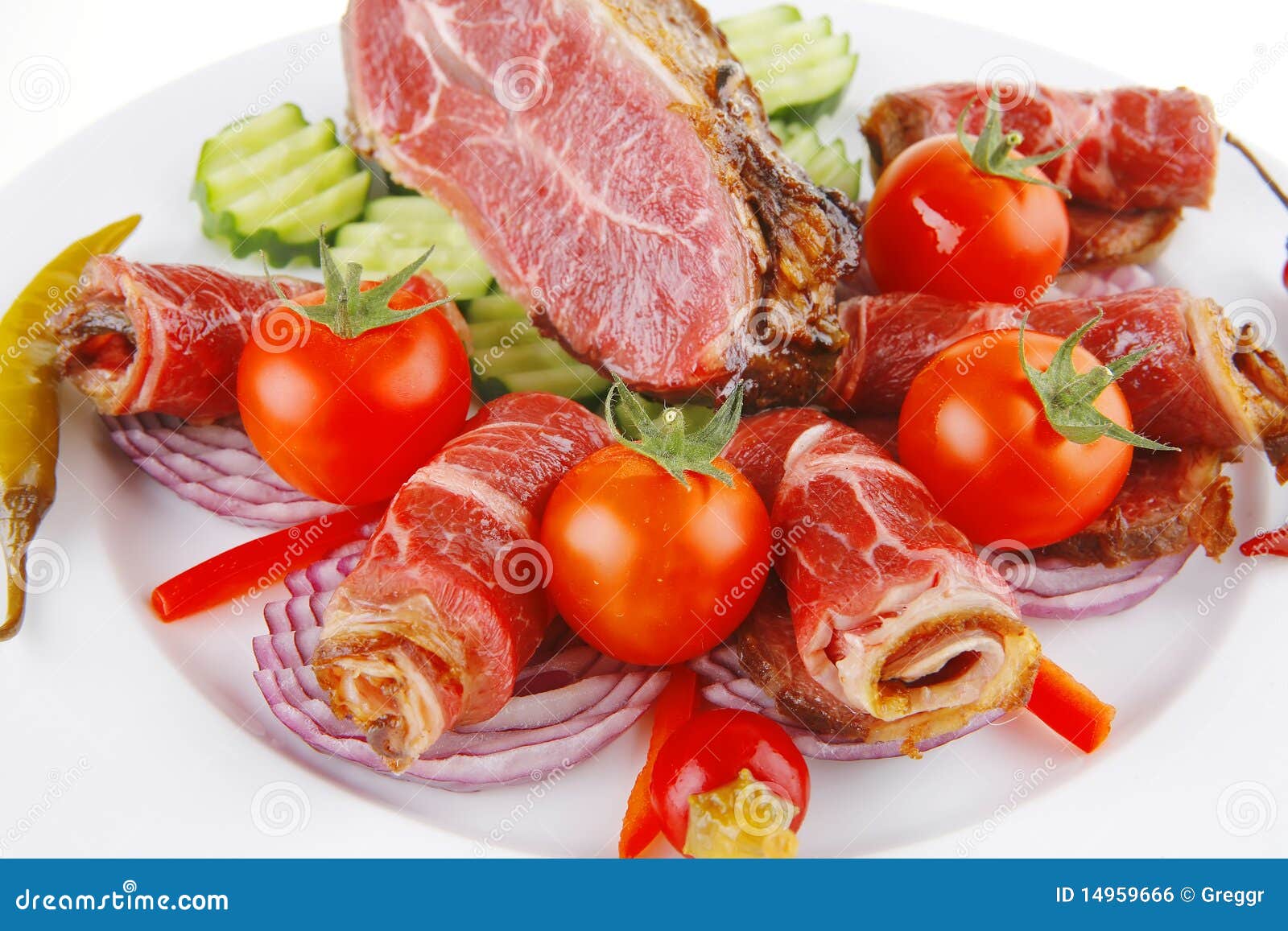 Served Meat Chunk with Rolls on Stock Photo - Image of cuisine, fresh ...