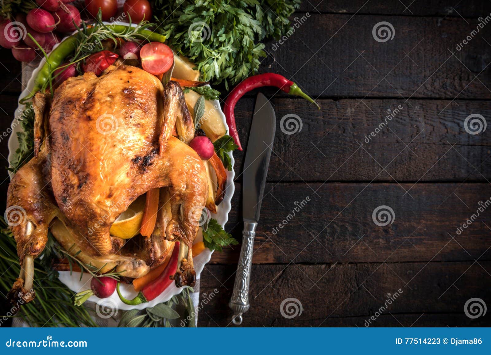 Served Split Roasted Turkey Stock Image - Image of traditional, recipe ...