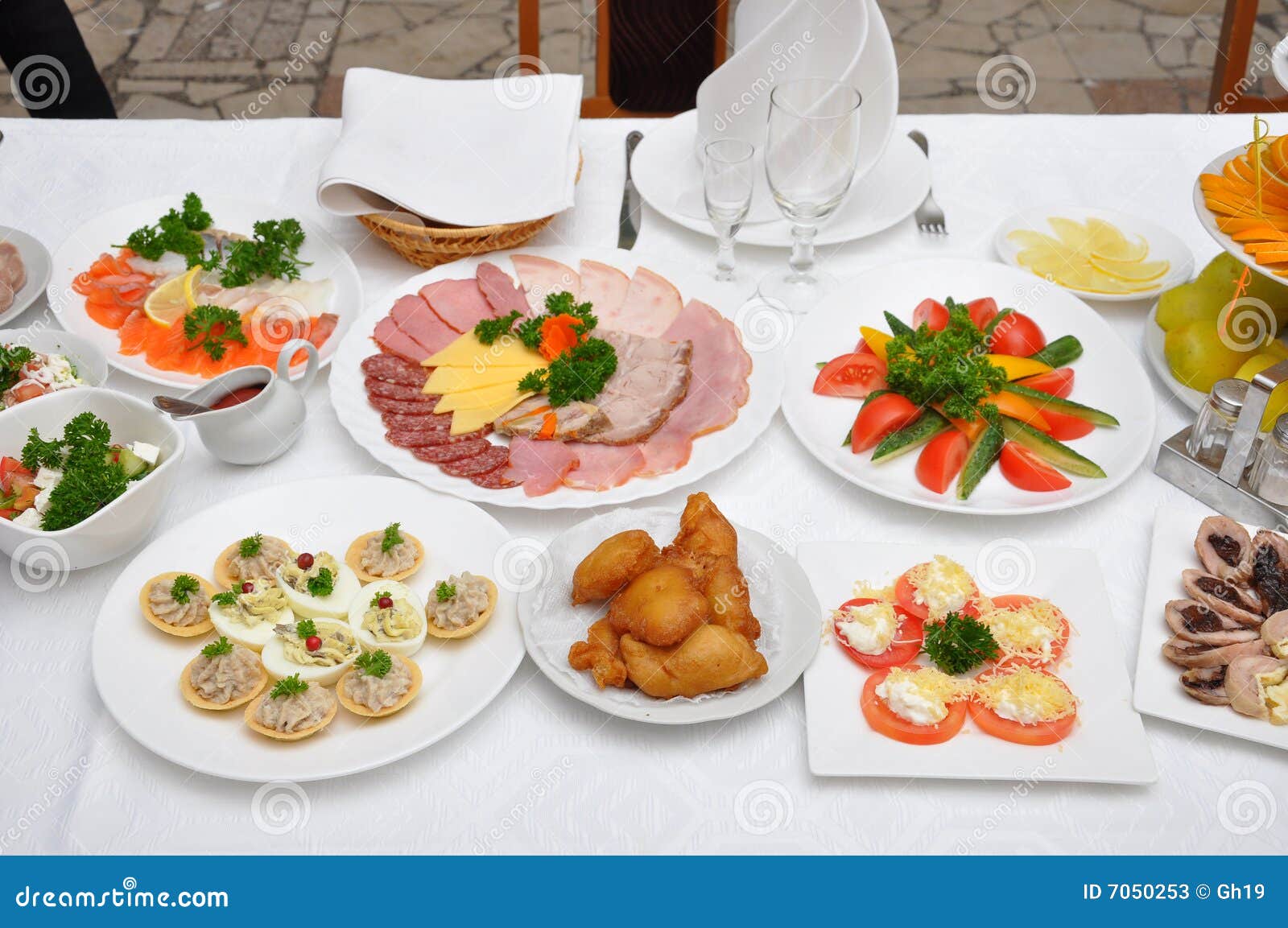 Served table stock image. Image of table, appetizer, breakfast - 7050253