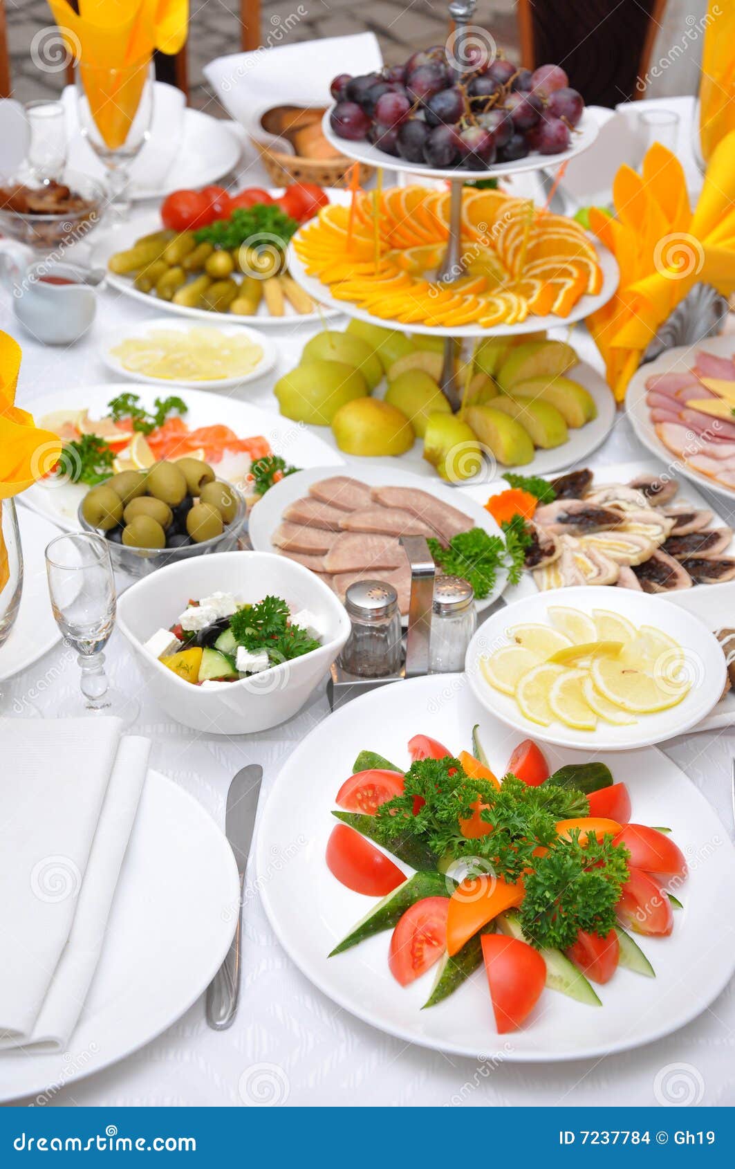 Served table stock photo. Image of fork, green, slice - 7237784