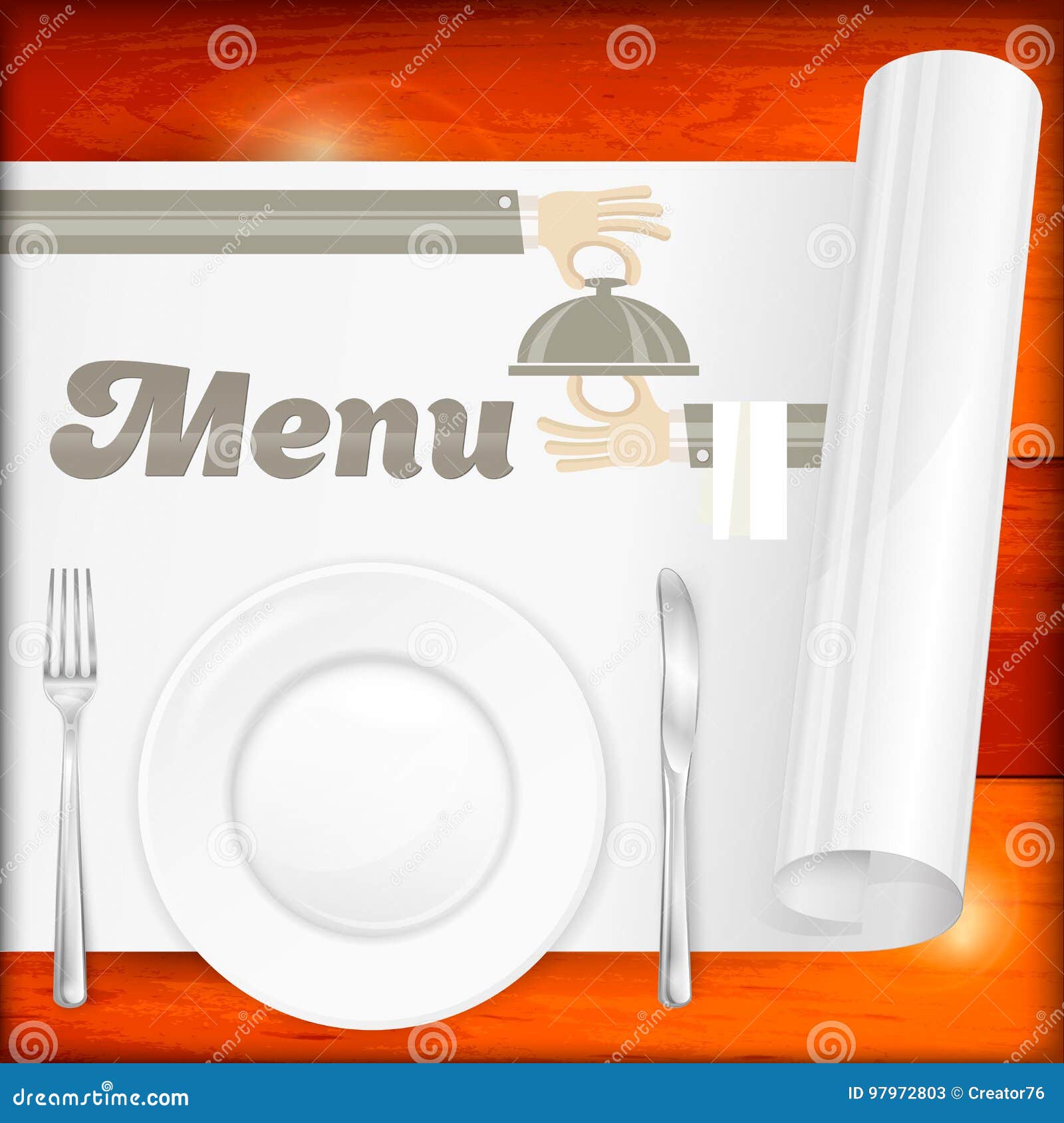 Served table with menu stock vector. Illustration of symbol - 97972803