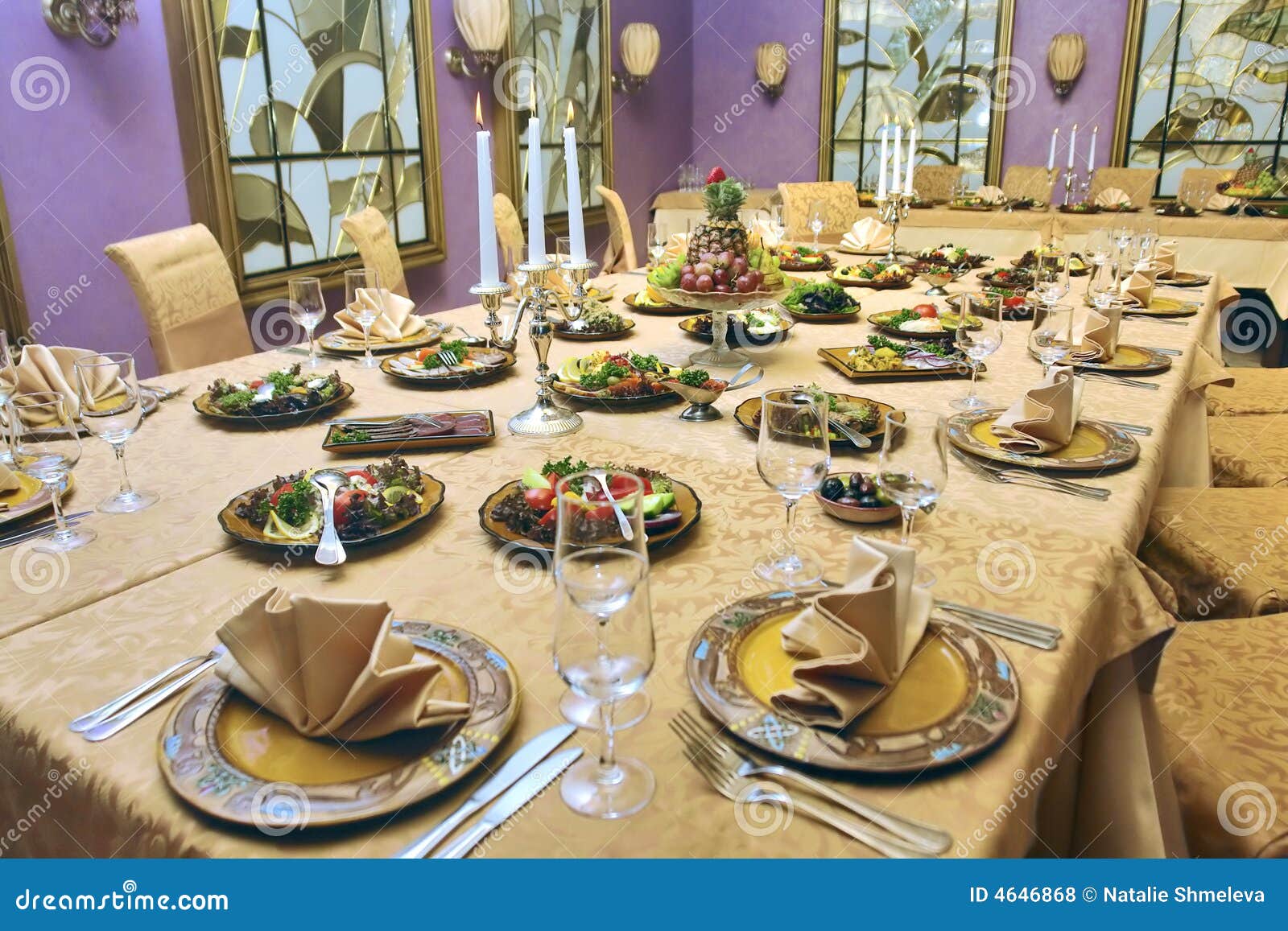 Served Table in a Restaurant Stock Photo - Image of banquet, detail ...