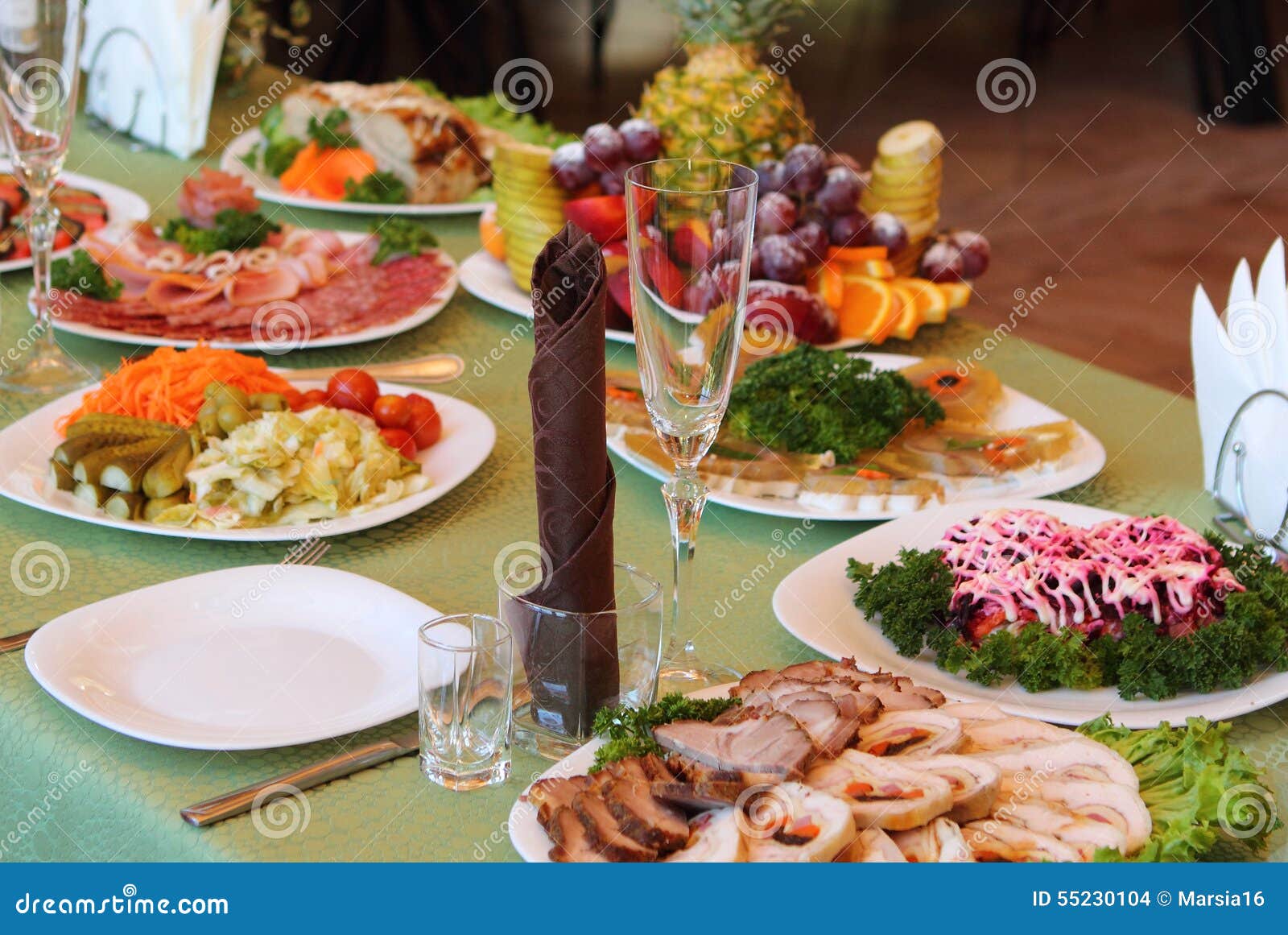 Served Table in the Restaurant Stock Photo - Image of detail, food ...