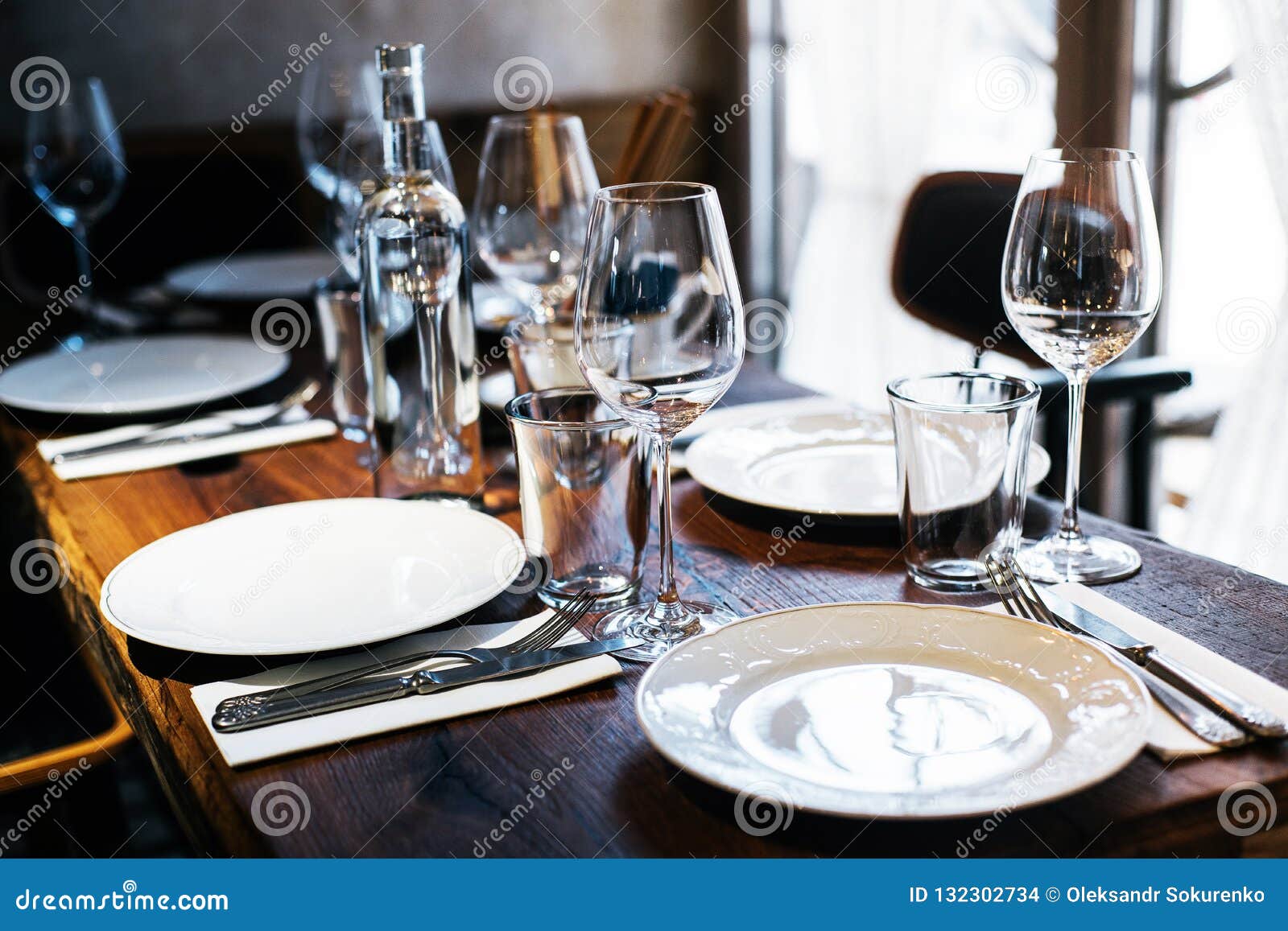 Served Table Set at Restaurant Stock Photo - Image of decoration ...