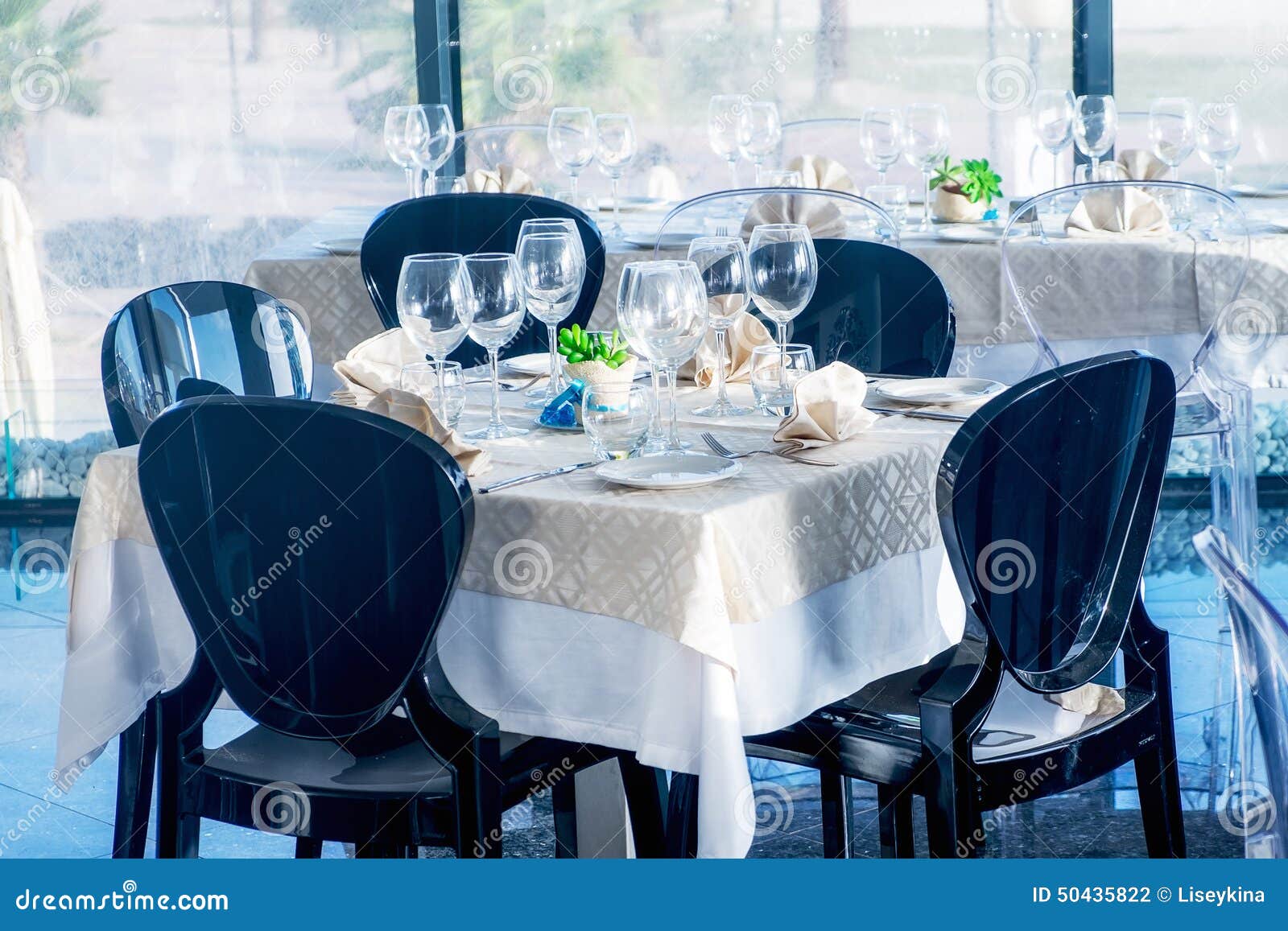 Served Tables in Luxury Restaurant Stock Photo - Image of formal ...