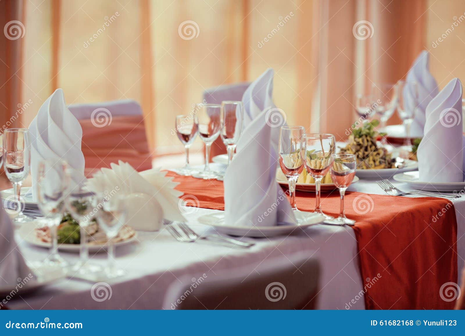 Served Tables on Wedding Dinner in Restaurant Stock Photo - Image of ...