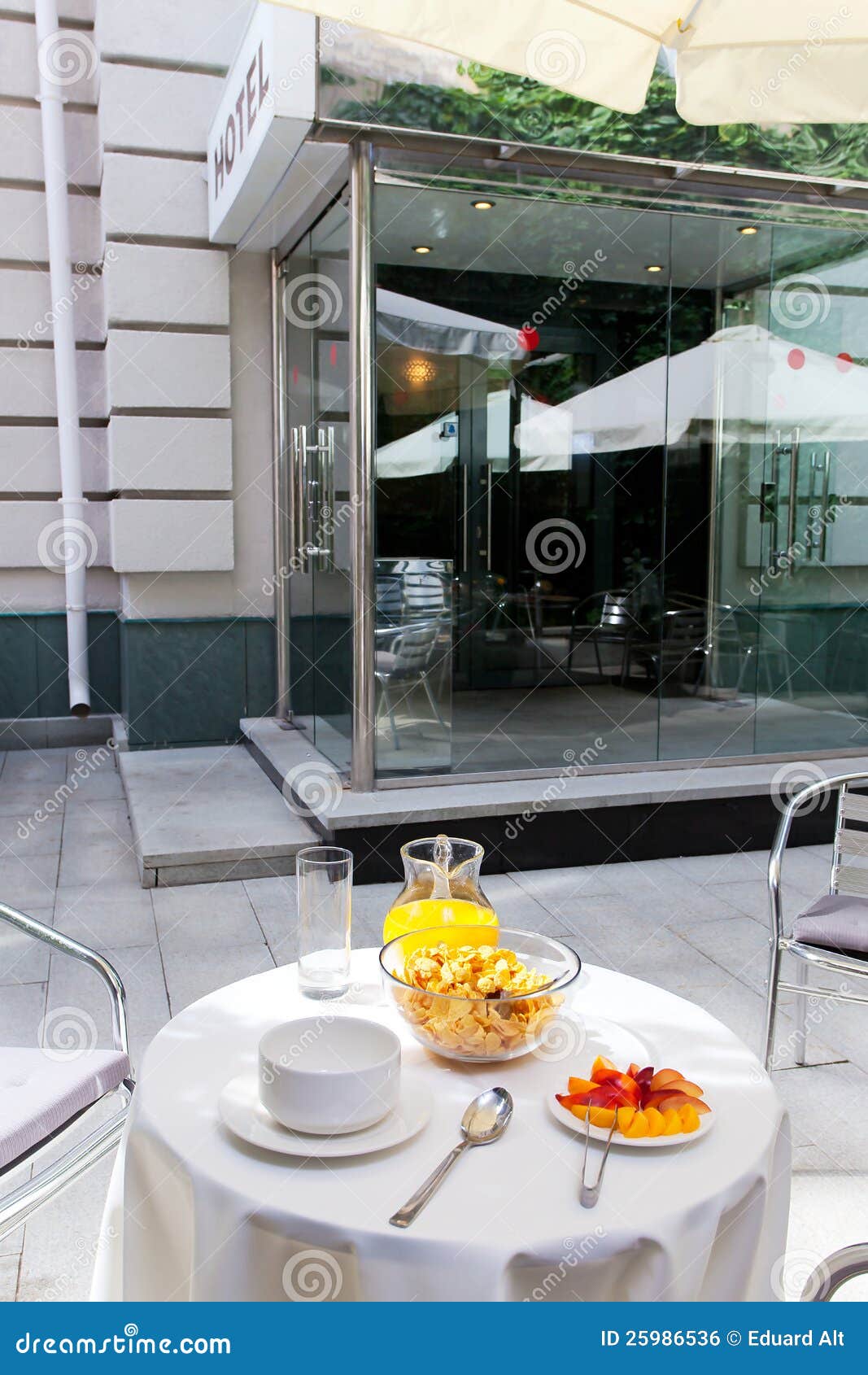 Served Vegetarian Breakfast Table in the Courtyard Stock Photo - Image ...