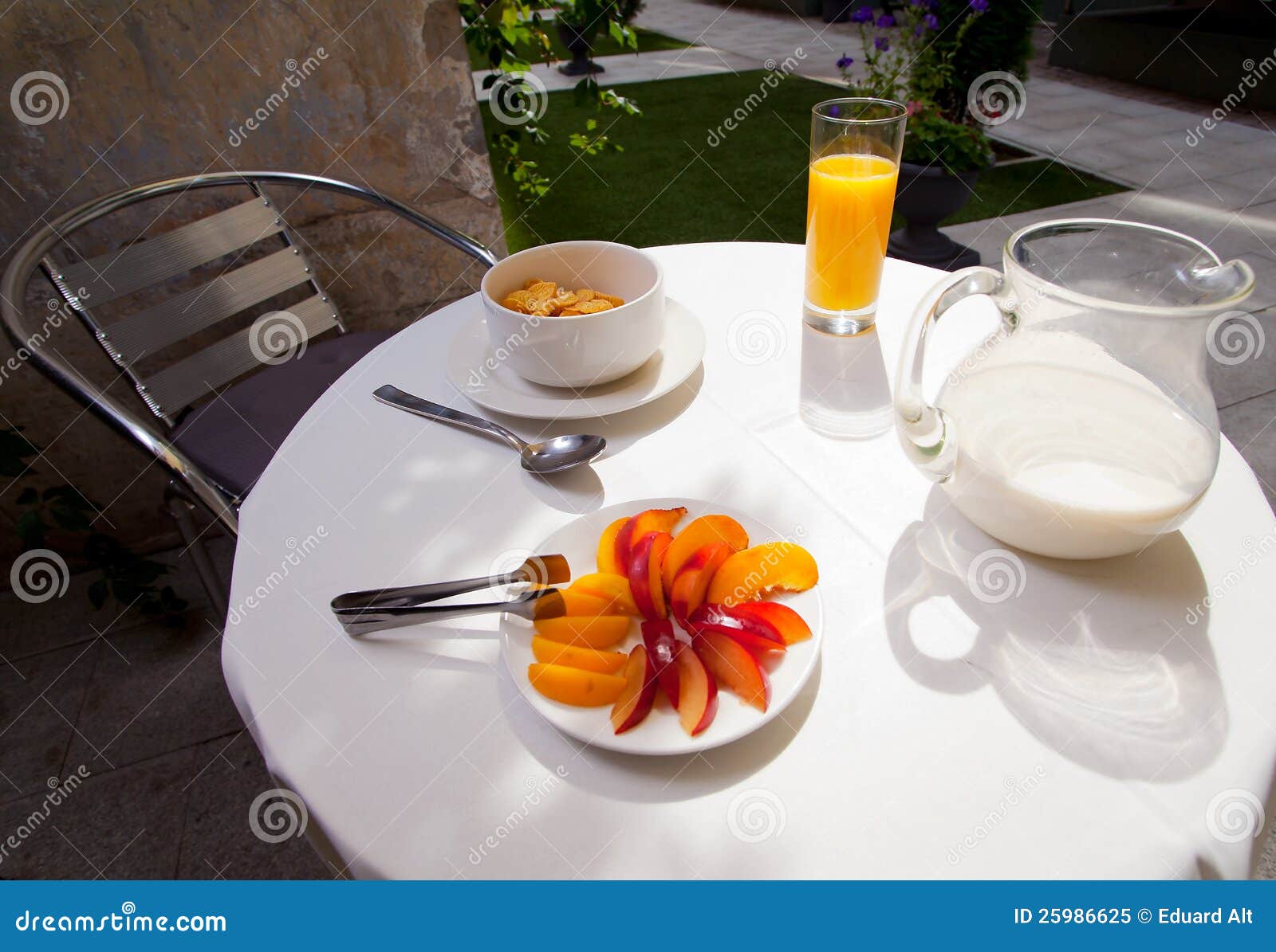 Served Vegetarian Breakfast Table in the Courtyard Stock Image - Image ...