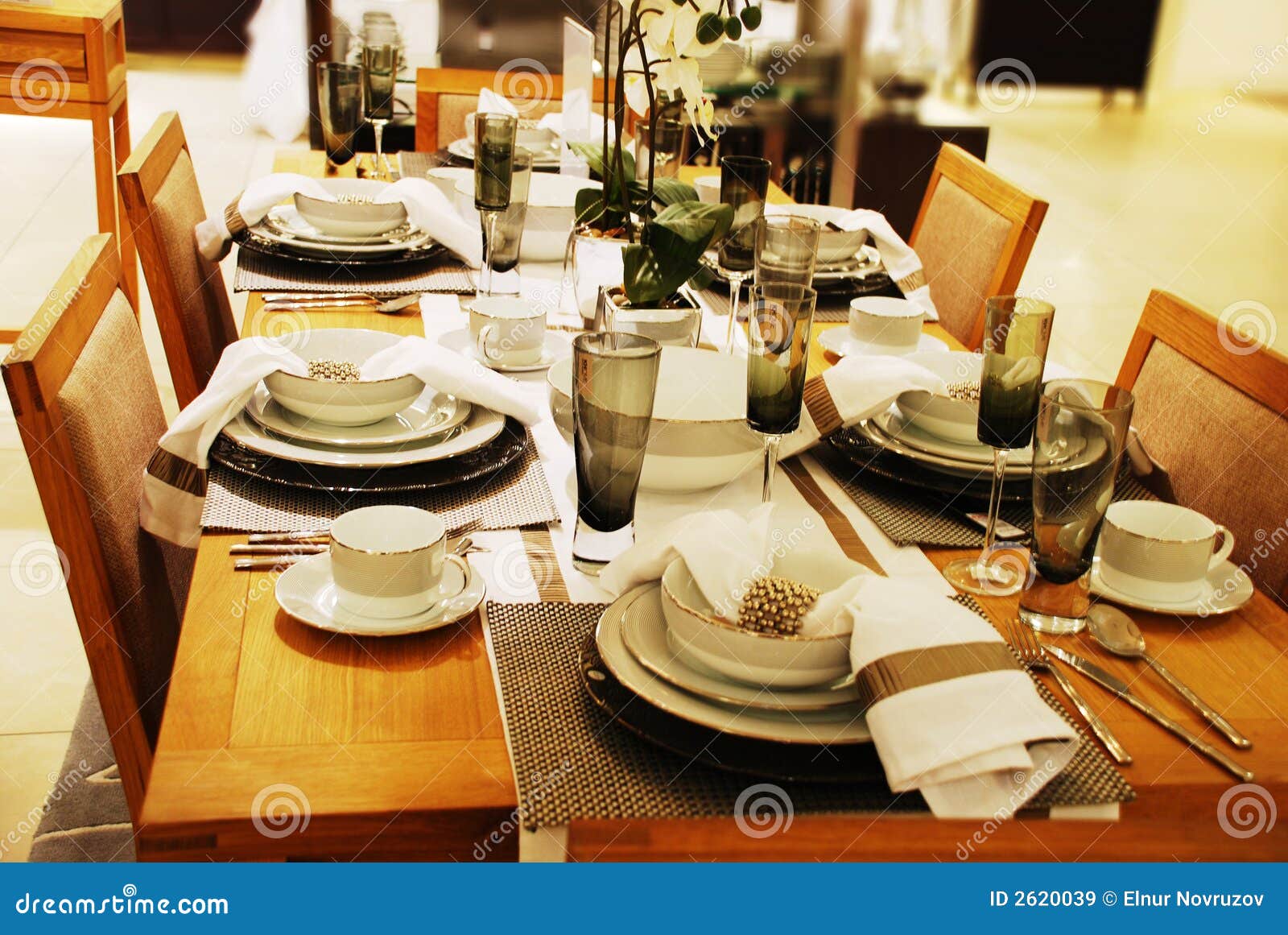 Served wooden table stock image. Image of laying, luxury - 2620039