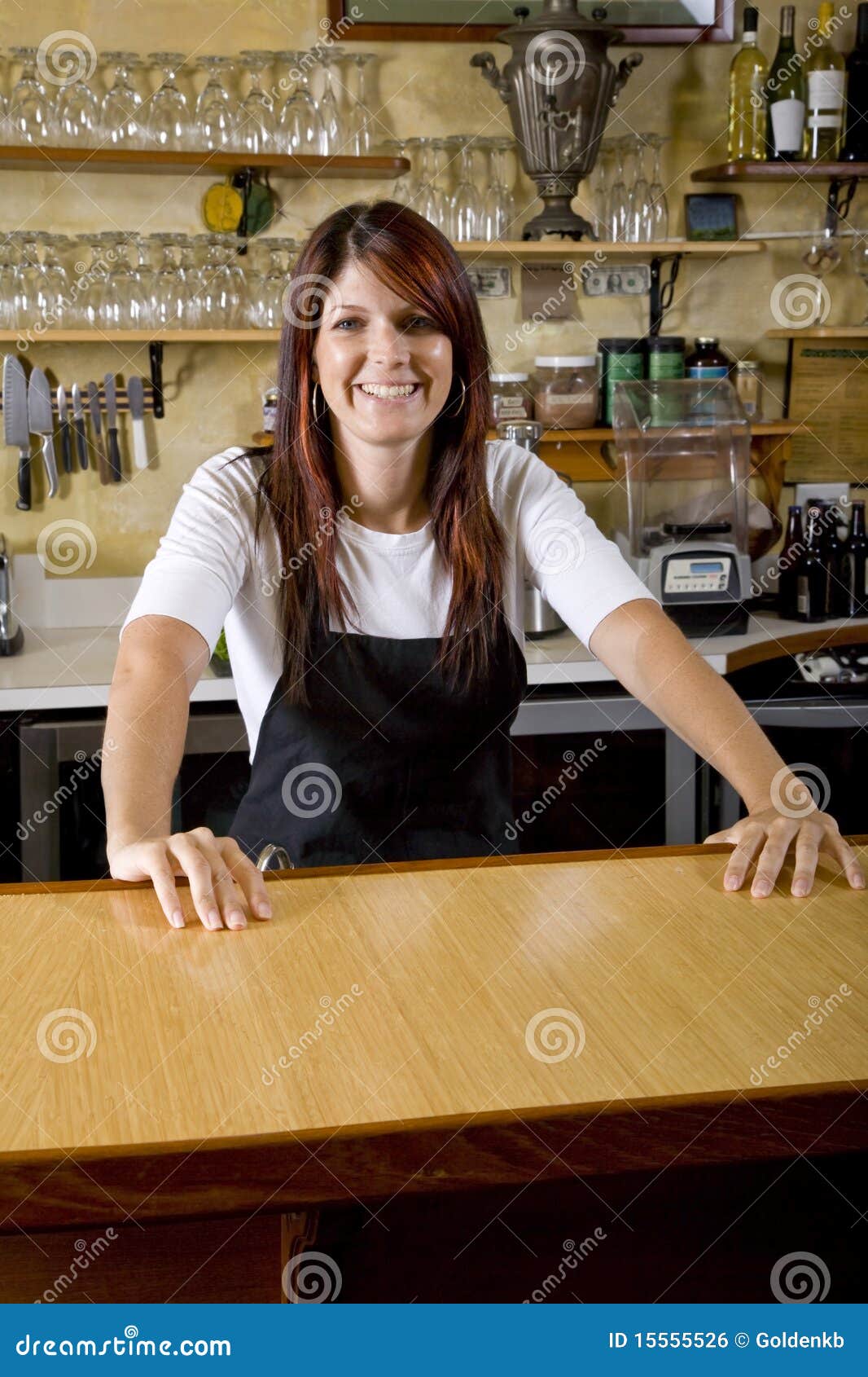 Serveerster Achter Teller Die in Restaurant Werkt Stock Foto - Image of ...