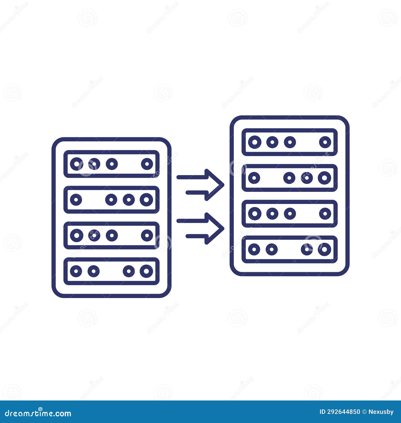 Server Backup, Copy Data Line Icon on White Stock Vector - Illustration ...