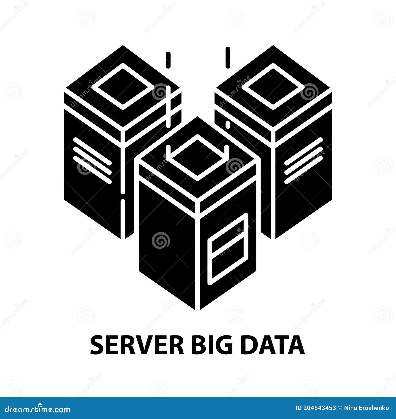Server Big Data Icon, Black Vector Sign with Editable Strokes, Concept ...
