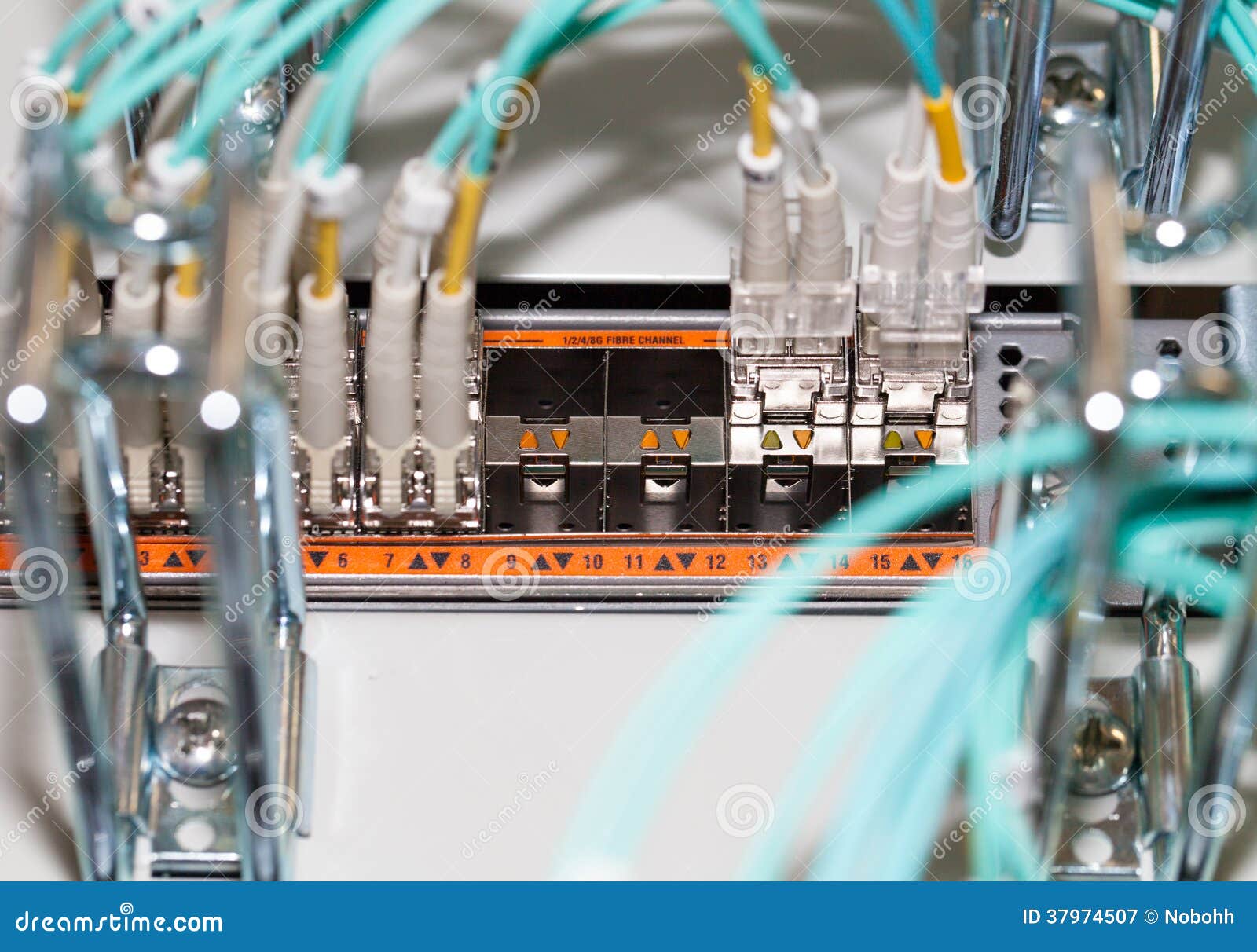 It Server Blade with Optical Fiber Connection Stock Image - Image of ...