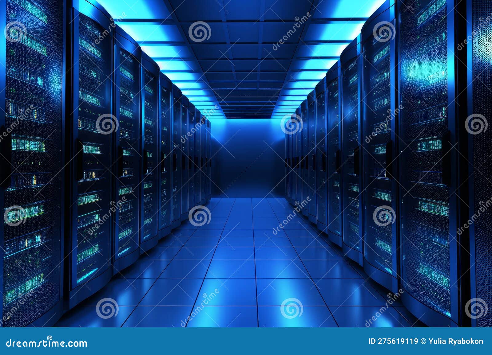 Server Blue Room. Generate Ai Stock Illustration - Illustration of ...