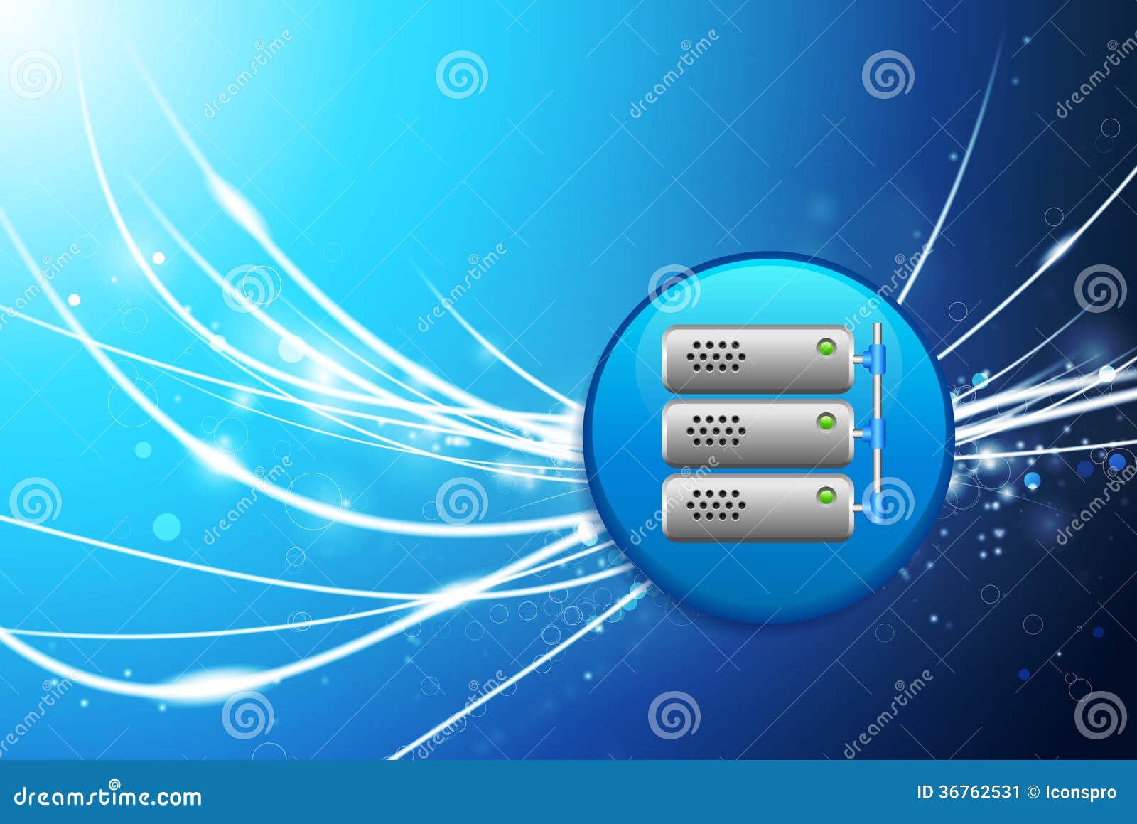 Server Button on Blue Abstract Light Background Stock Illustration ...