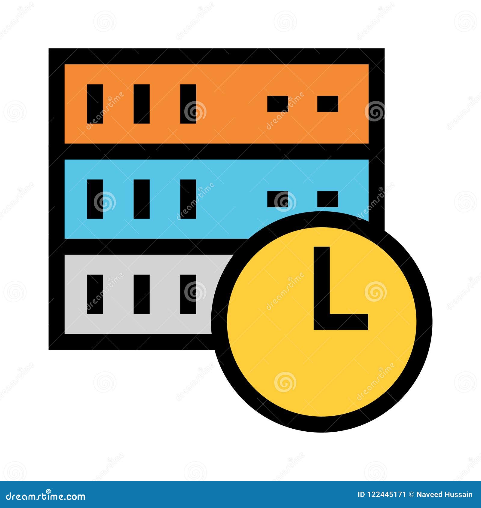 Server Clock Color Line Icon Stock Illustration - Illustration of ...