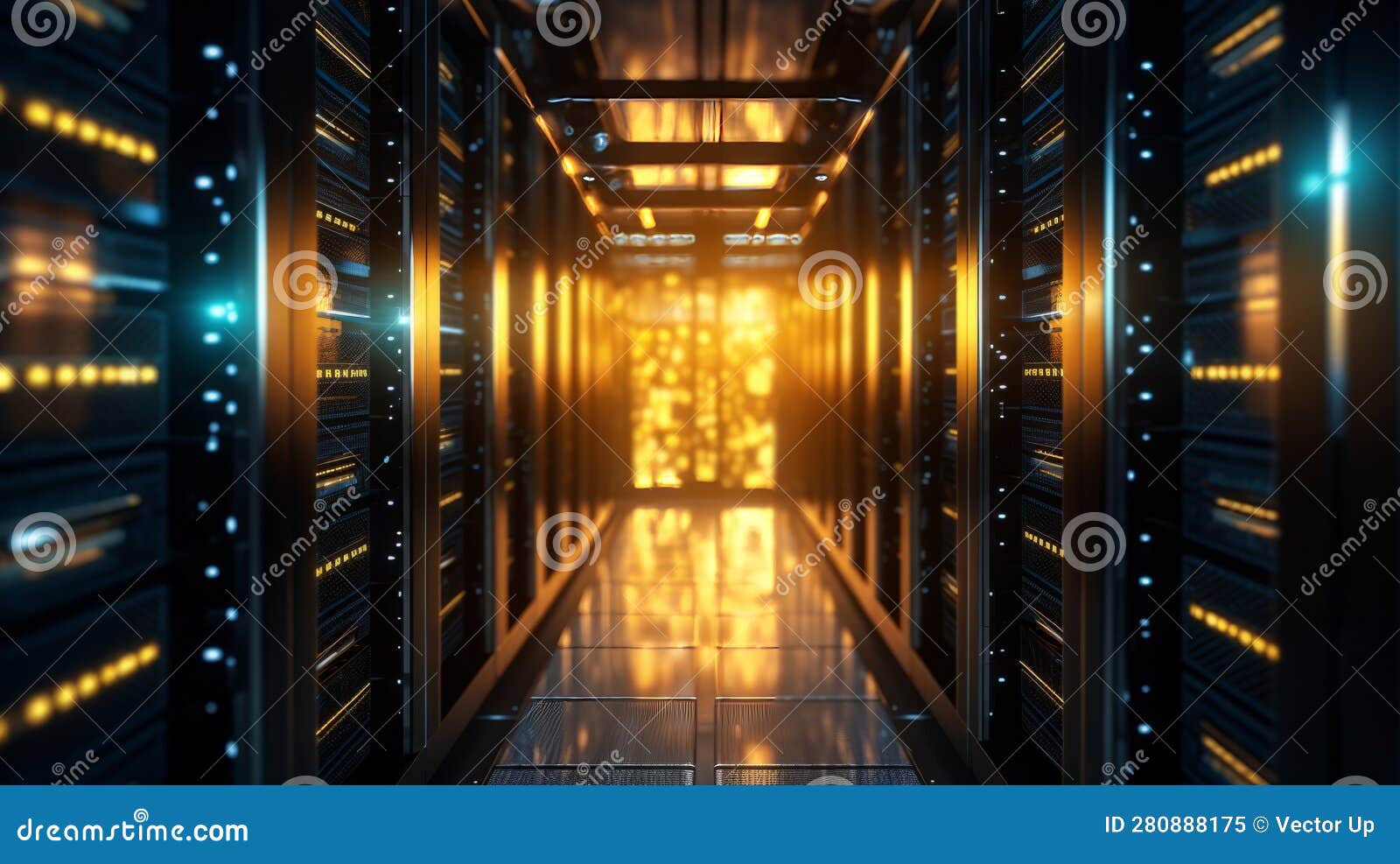 Server Close Up. Modern Datacenter. Generative AI. Stock Illustration ...