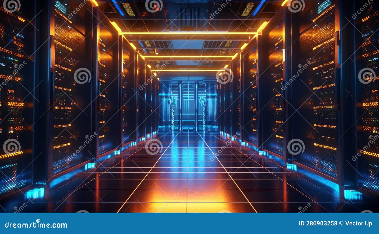 Server Close Up. Modern Datacenter. Generative AI. Stock Illustration ...