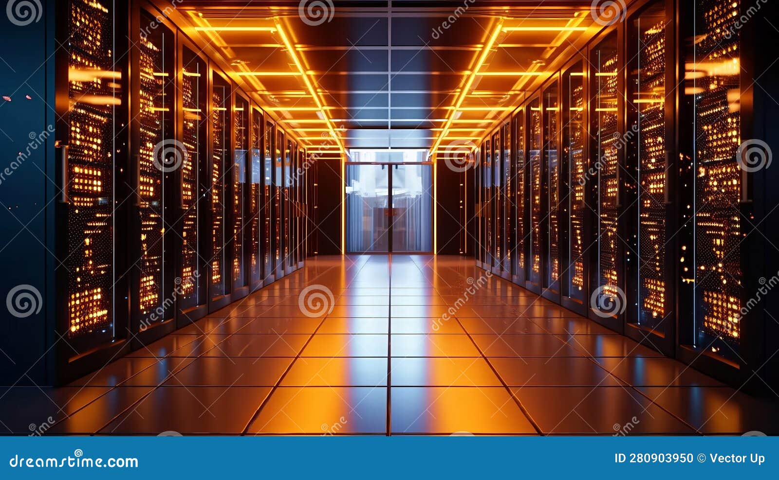 Server Close Up. Modern Datacenter. Generative AI. Stock Illustration ...
