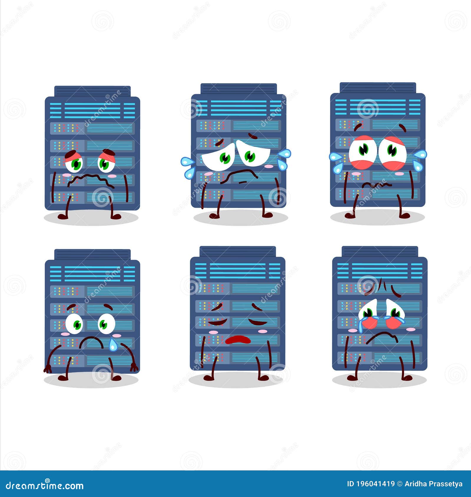 Server Cloud Cartoon Character with Sad Expression Stock Vector ...