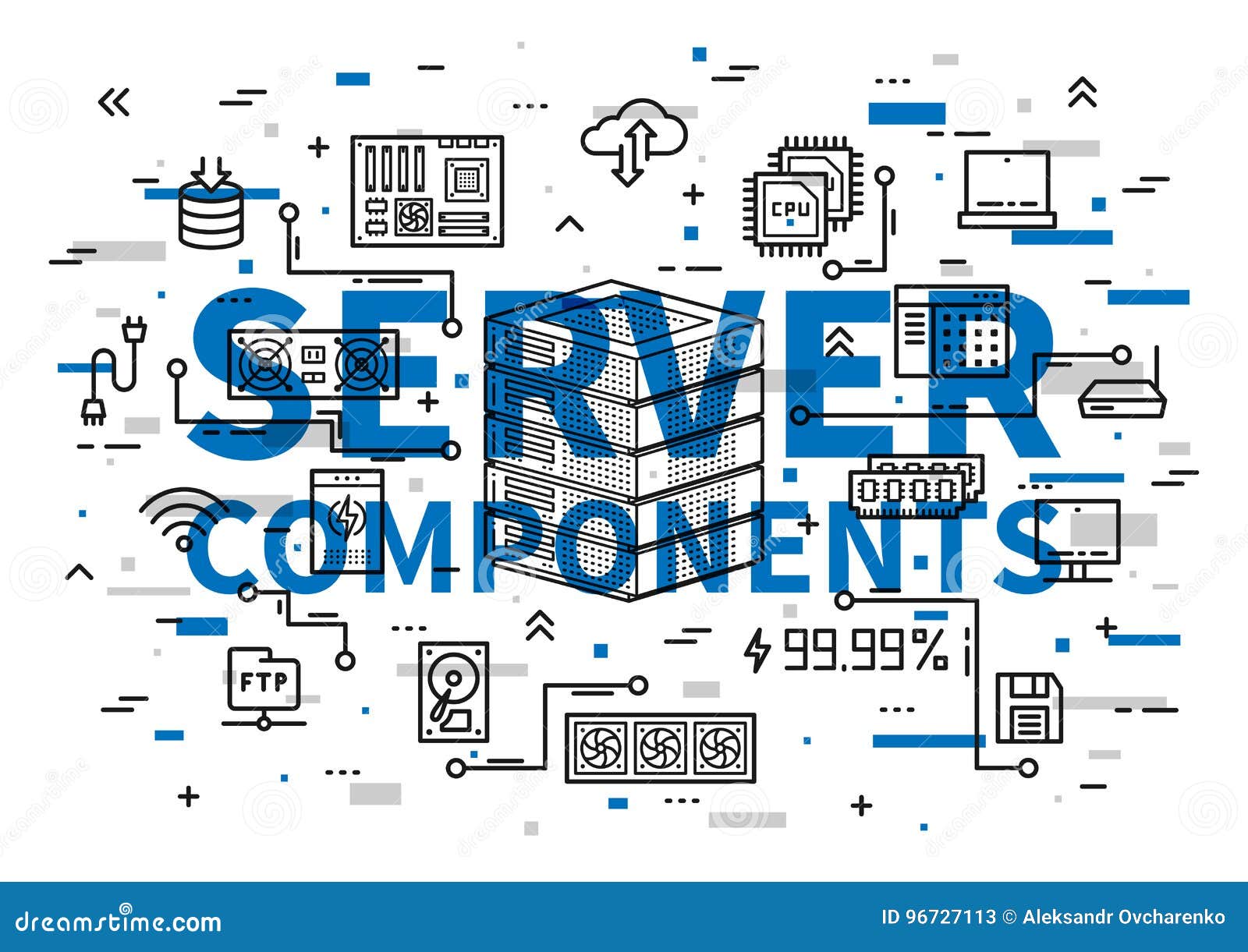 Server Components Vector Illustration with Colorful Elements Stock ...