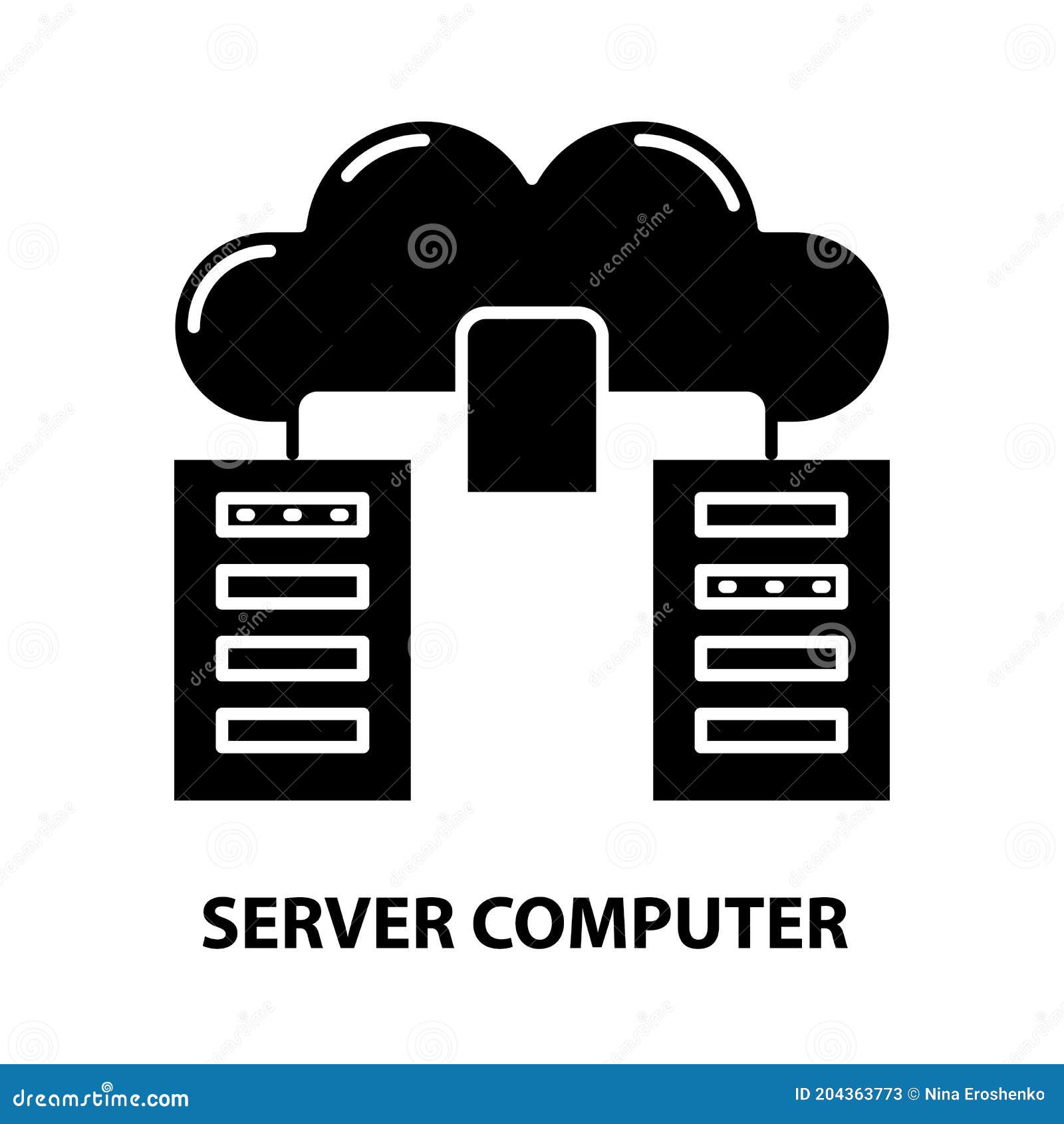 Server Computer Icon, Black Vector Sign with Editable Strokes, Concept ...