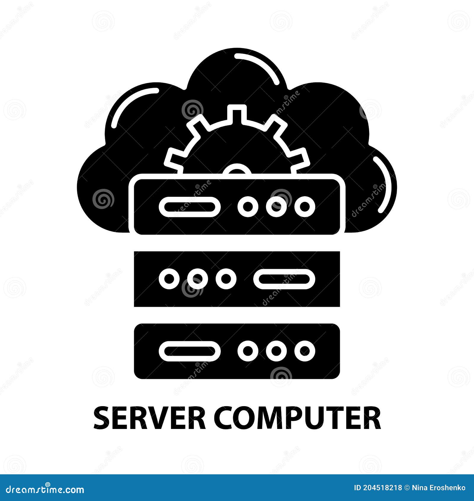 Server Computer Icon, Black Vector Sign with Editable Strokes, Concept ...