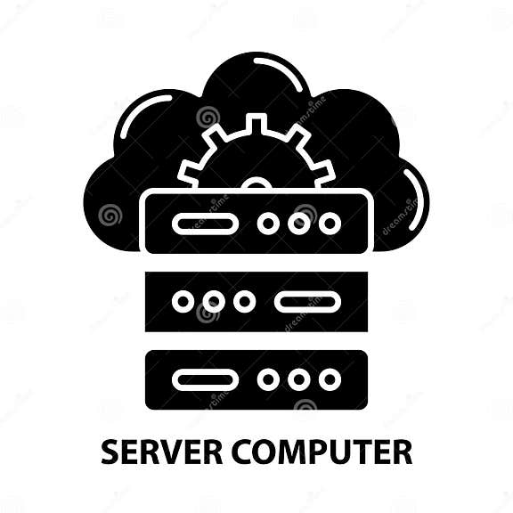 Server Computer Icon, Black Vector Sign with Editable Strokes, Concept ...
