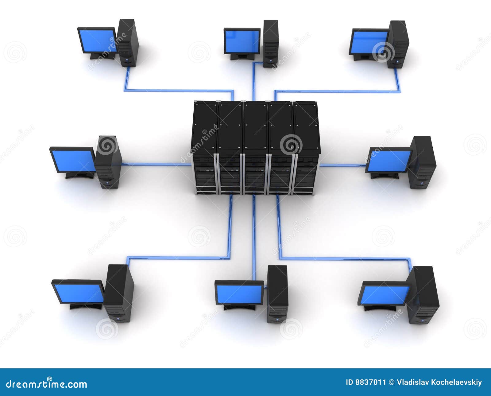Server and computer (top) stock illustration. Illustration of team ...