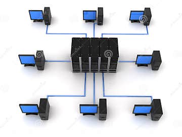 Server and computer (top) stock illustration. Illustration of team ...
