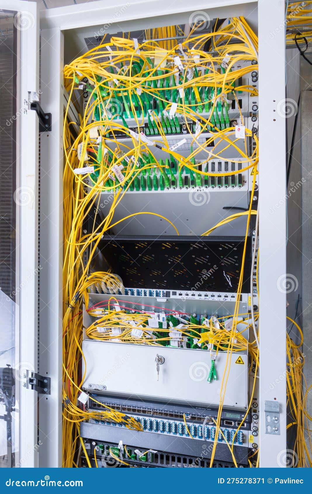 Server with Connected Fiber Optic Cables Stock Image - Image of ...