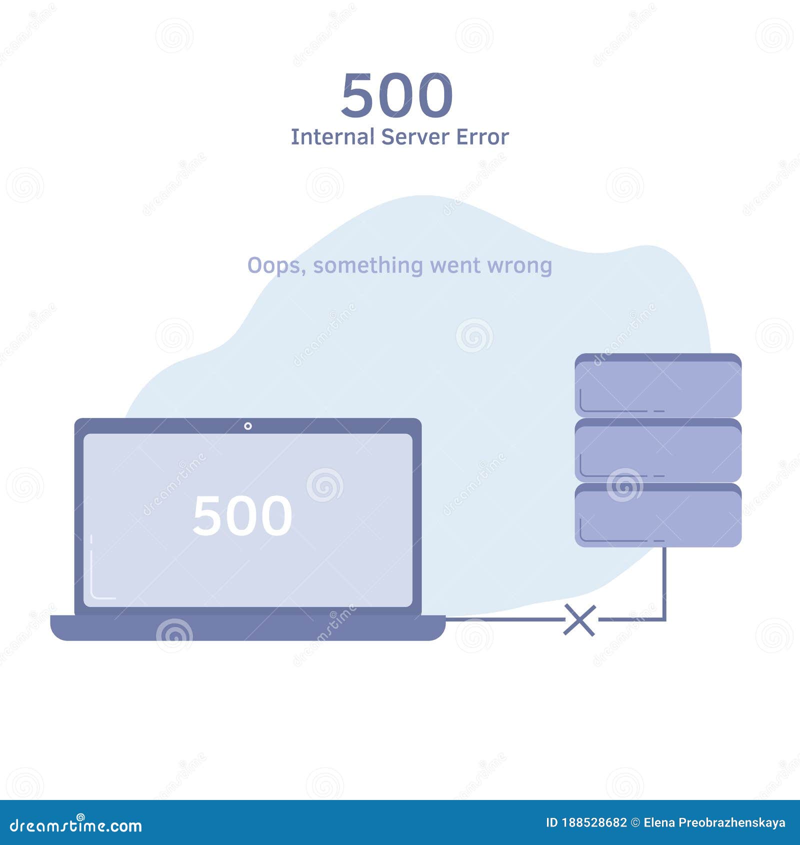 Server Connection Error Concept. Laptop and Server, Disconnect, Vector ...