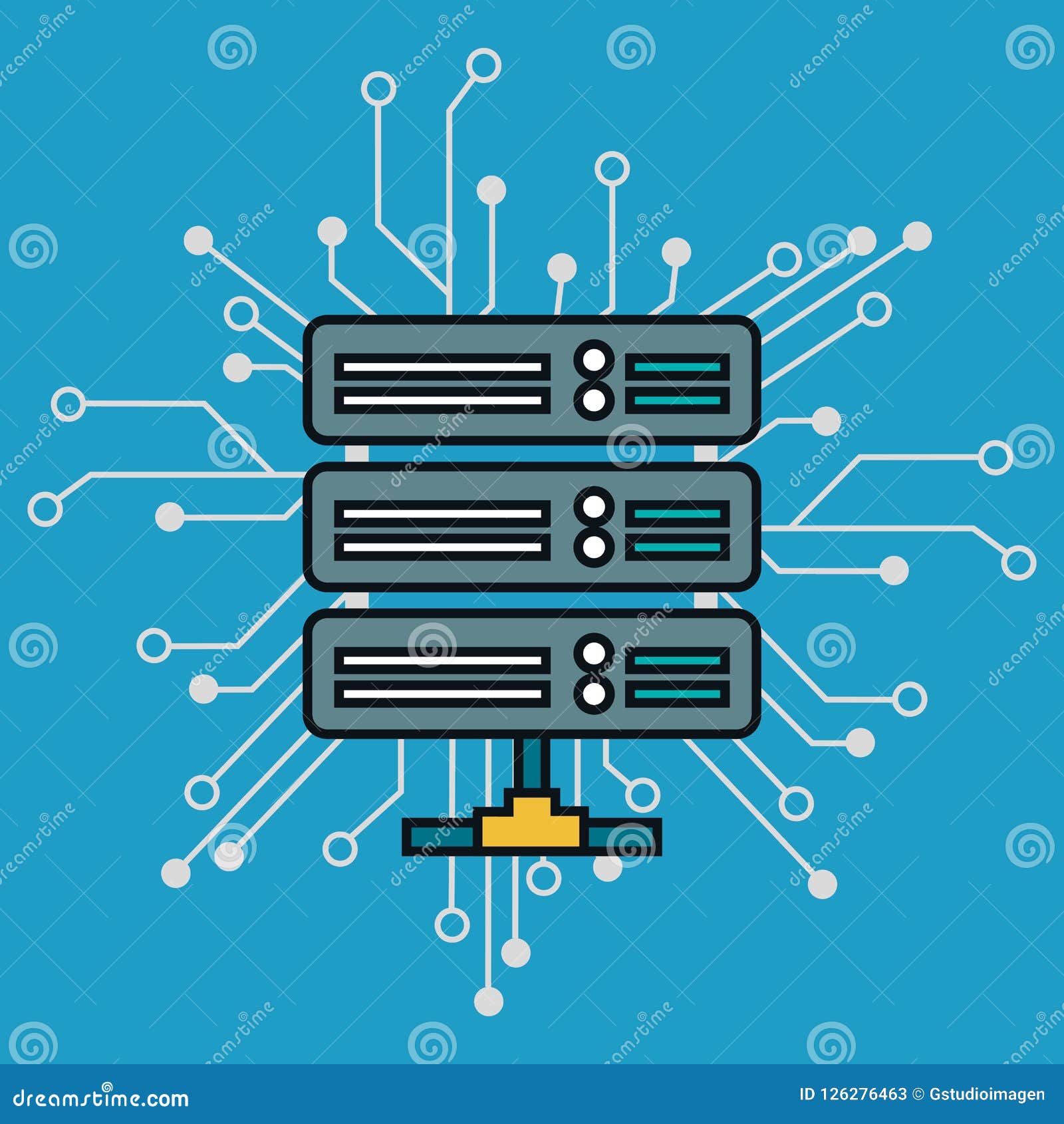 Server Data Center with Circuit Stock Vector - Illustration of ...