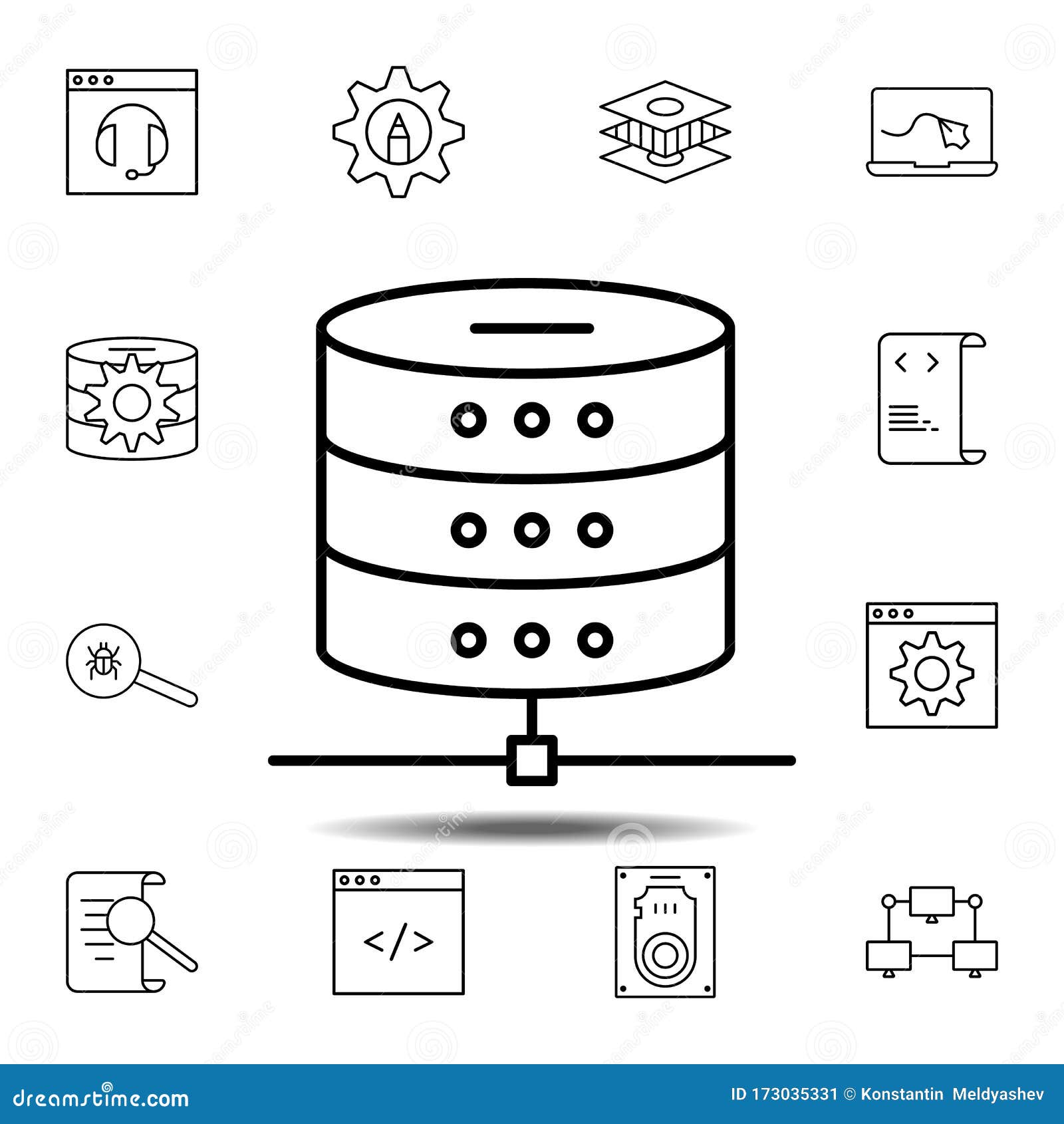 Server, Data, Network Icon. Simple Thin Line, Outline Vector Element of Web Design Development ...