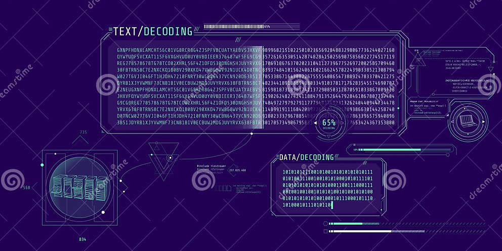 Server Data Processing Interface with Text Decoding. Stock Vector ...