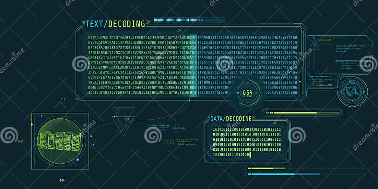 Server Data Processing Interface with Text Decoding. Stock Illustration - Illustration of code ...