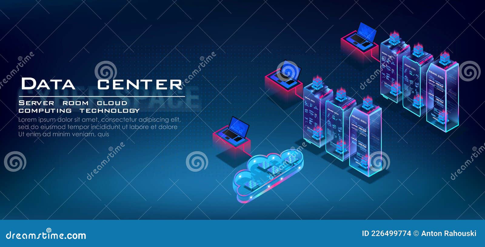 Server Data Processing in Isometric Projection. Cloud Computing Stock ...
