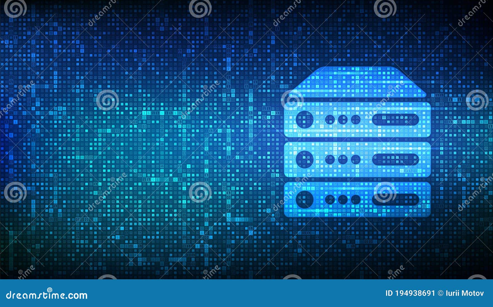 Server and Data Storage Background. Computer Server Icon Made with Binary Code. Server Hosting ...