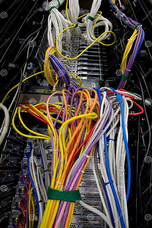 Server Data Wires and Cables Stock Image - Image of connection, gray ...