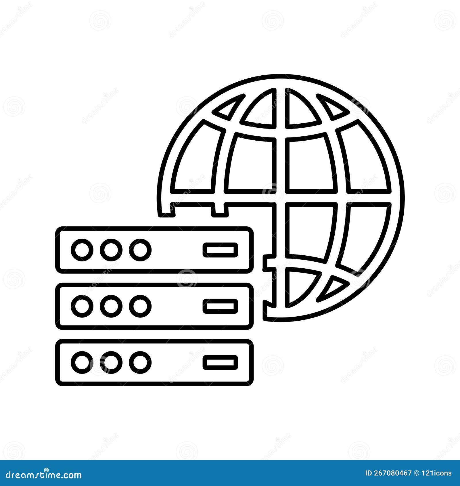 Server, Database, Hosting Outline Icon. Line Art Vector Stock ...