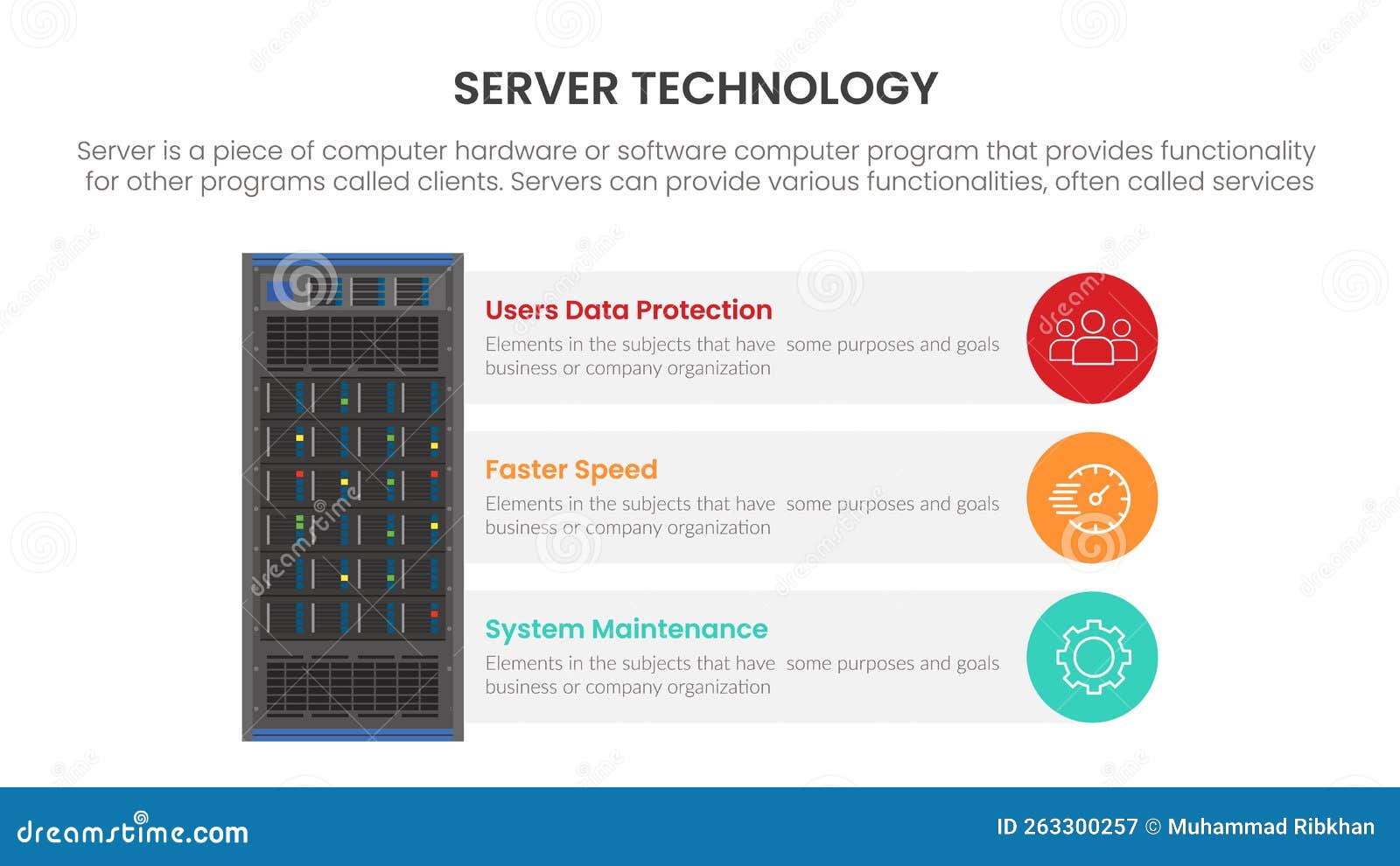 Server Database Infographic Concept for Slide Presentation with 3 Point ...