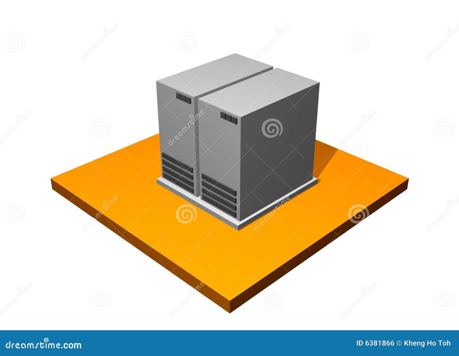 Database Storage Security Concept. Disk With Lock On Room With Rows Of ...