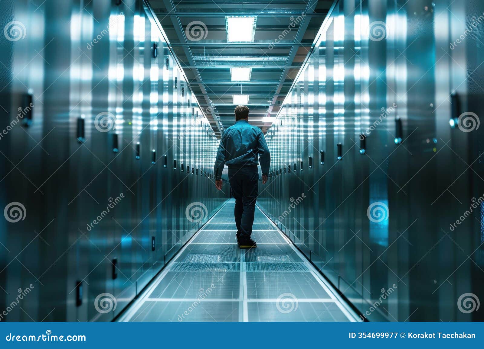 Server in Datacenter. Hallway of Cloud Computing Data Storage Stock Image - Image of internet ...