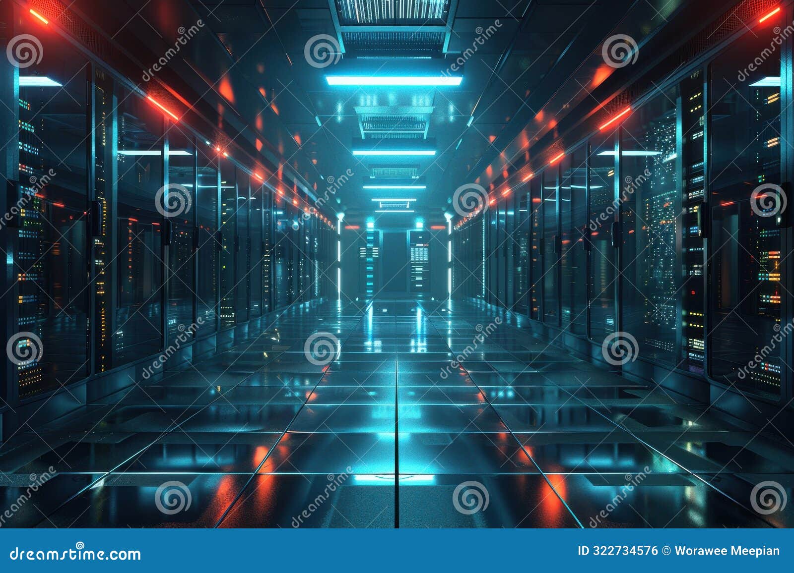 Server in Datacenter. Hallway of Cloud Computing Data Storage Stock Photo - Image of engineer ...
