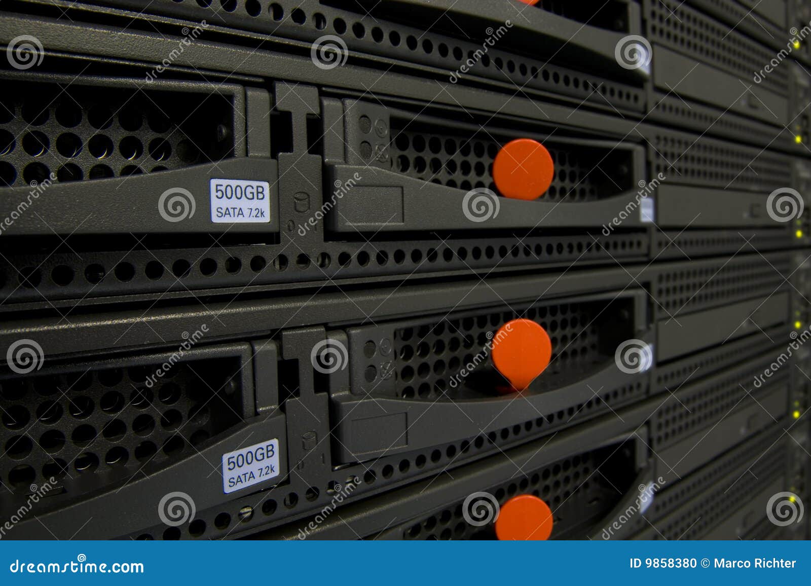Server devices stock photo. Image of mainframe, rack, orange - 9858380