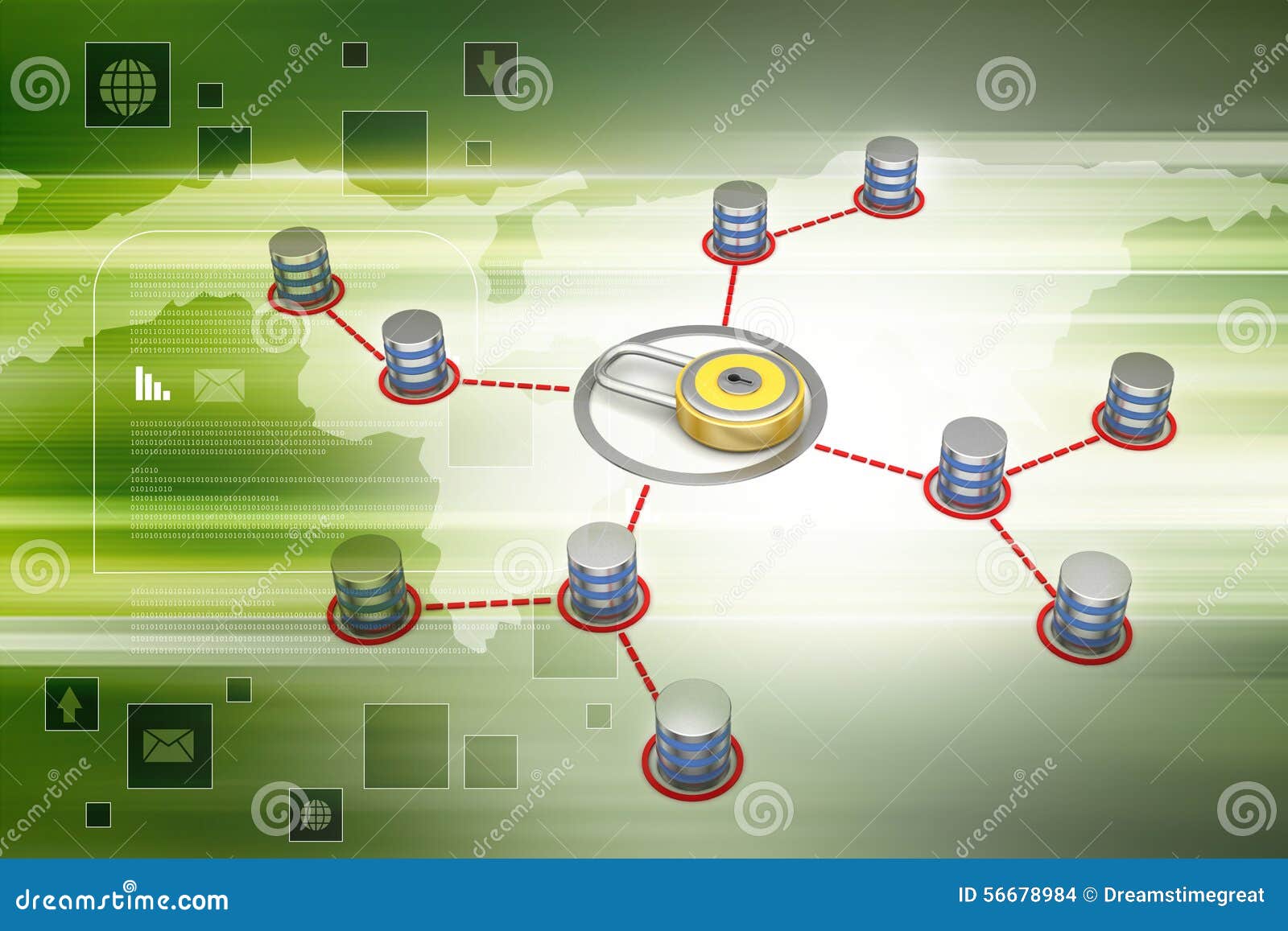 Server Die Met Veiligheidssysteem Verbinden Stock Illustratie ...
